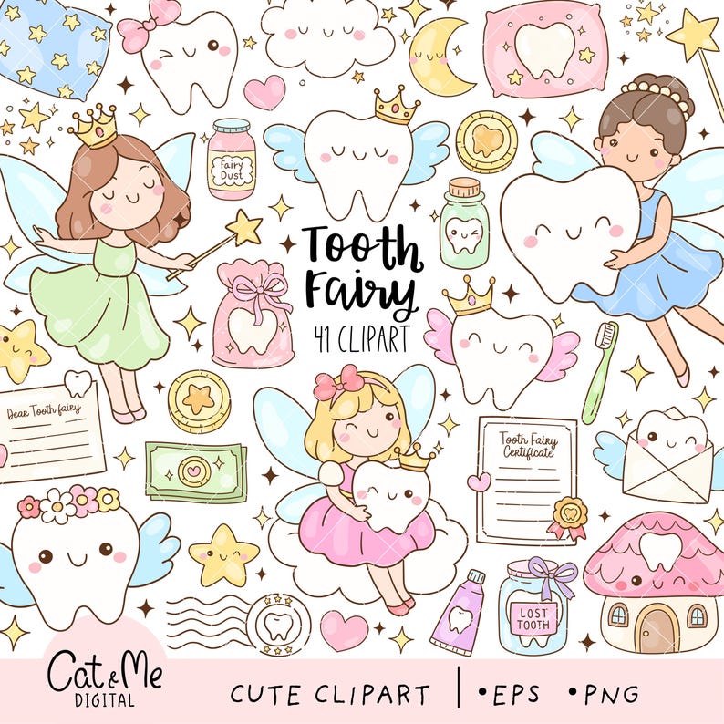 Tooth Fairy Clipart, Lost Tooth, Dentist First Teeth, Magical Nursery ...