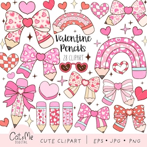 Valentine Pencils Clipart Coquette Teacher Png Pencil Bow Png ...