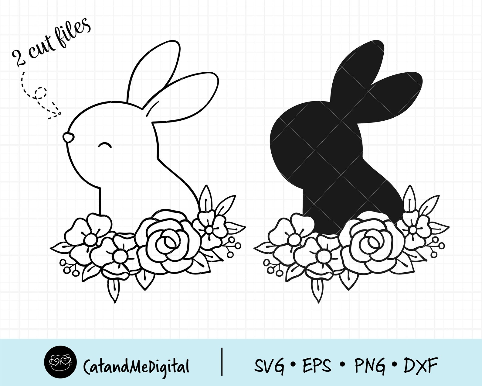 Floral rabbit svg Easter svg Rabbit cut file Wildflowers svg | Etsy