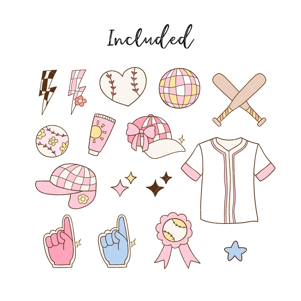 Retro Girly Baseball Clipart Pink Girl Baseball Png Trendy Sport Png ...