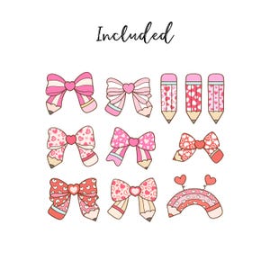 Valentine Pencils Clipart Coquette Teacher Png Pencil Bow Png ...