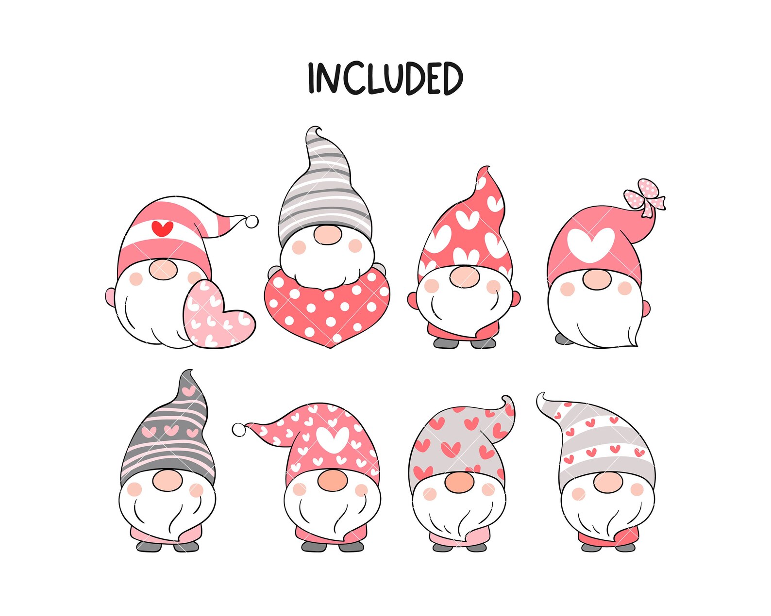 Sweet Gnomes Valentine Clipart Valentine Clipart Gnome Clipart | Etsy