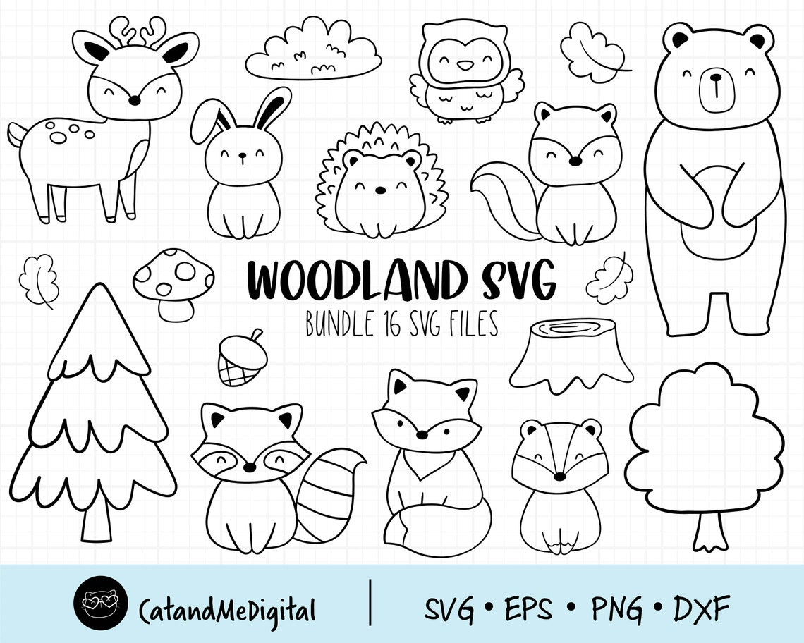 Woodland Animal Svg Outline Woodland Svg Forest Clip Art - Etsy UK