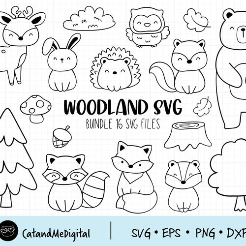 Forest Animal Svg Outline Woodland Svg Forest Clip Art Digital - Etsy