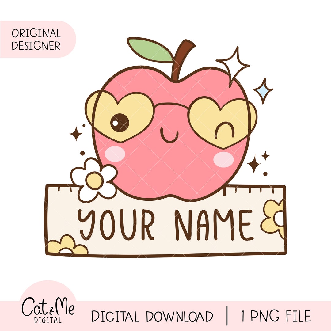 Retro Apple Name Frame Png Groovy Apple Monogram Frame Png Teacher Png ...