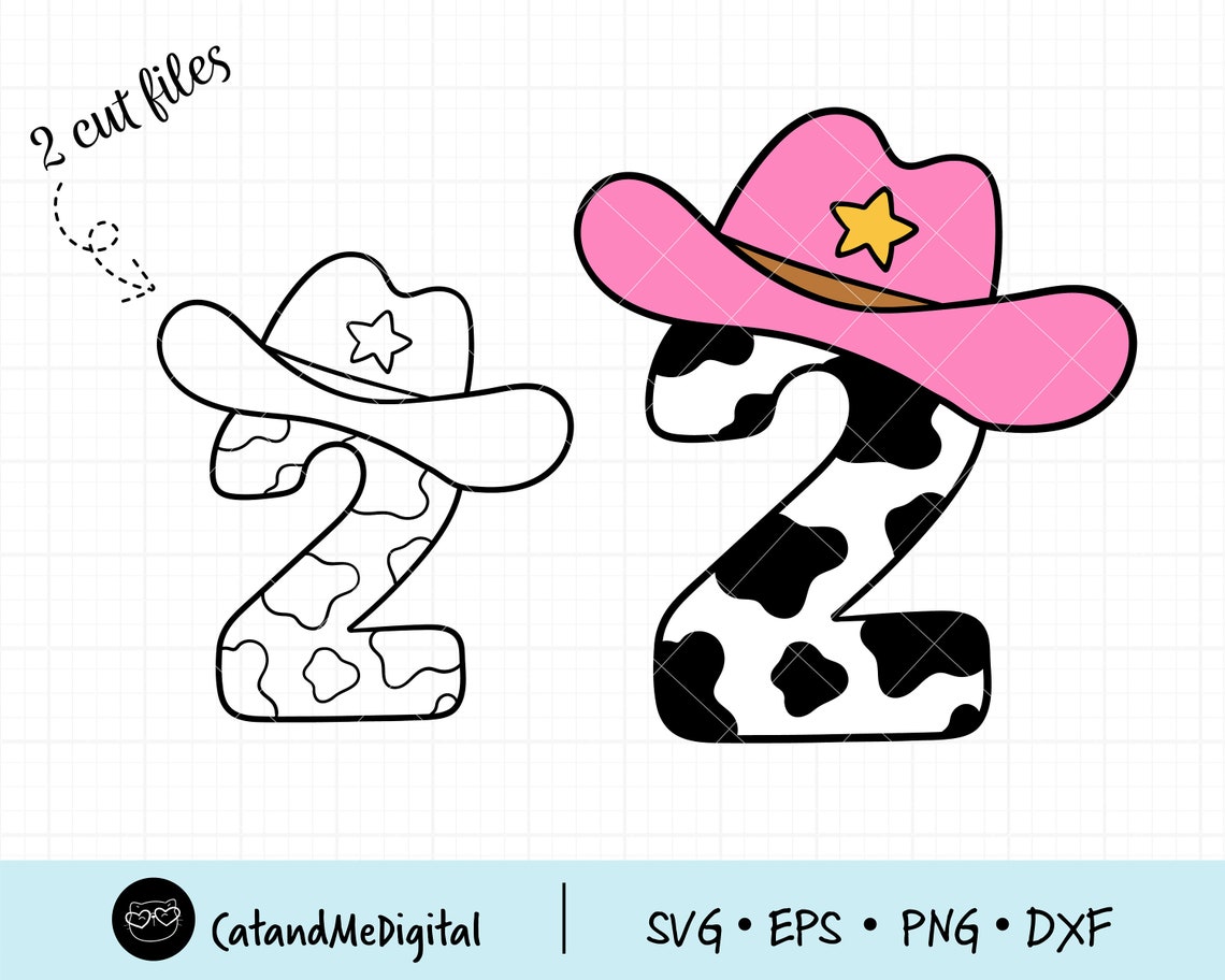 Cowgirl Number Two Svg Cow Two Svg Farm Animal Clipart Kid Cow Svg 2nd ...