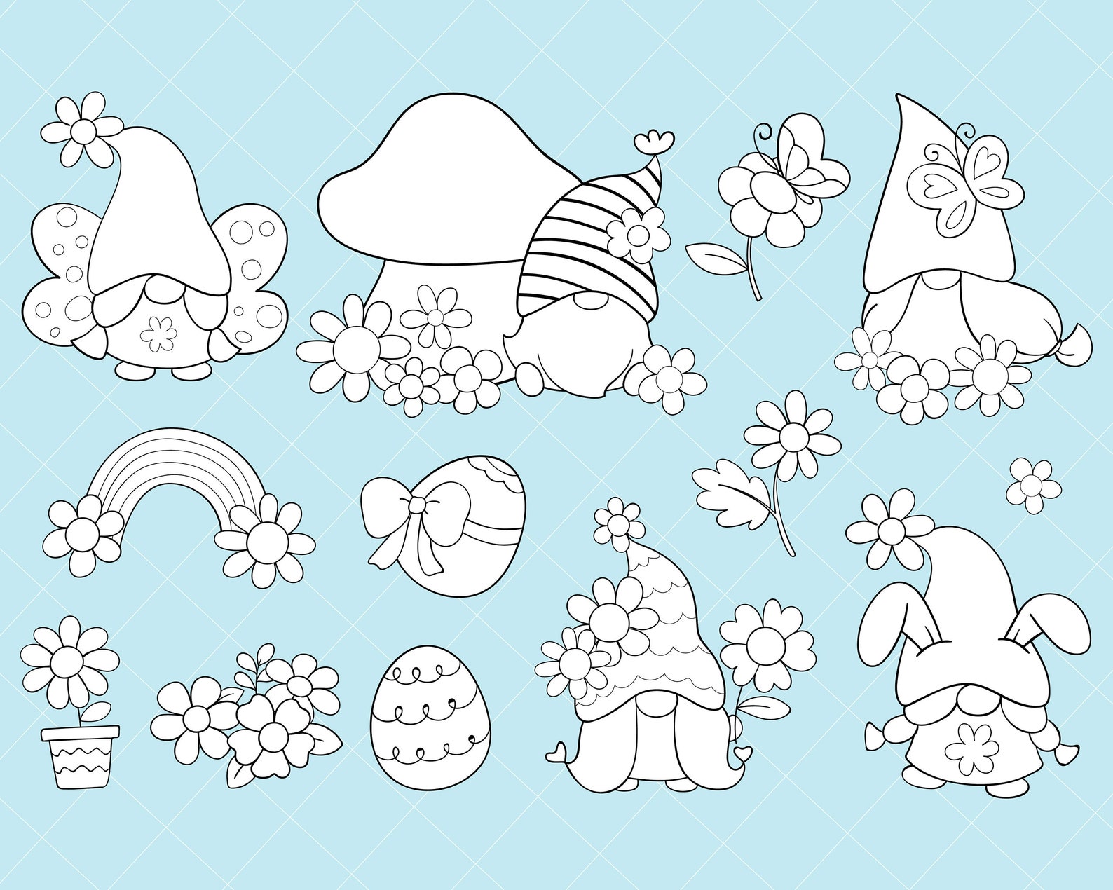 Spring Gnomes Digital Stamps Garden Gnomes Gnome Clipart - Etsy