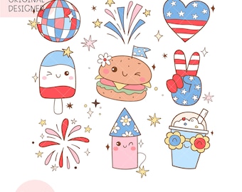 Groovy 4th of July Clipart Retro Fourth of July Png Hippie Patriotic ...