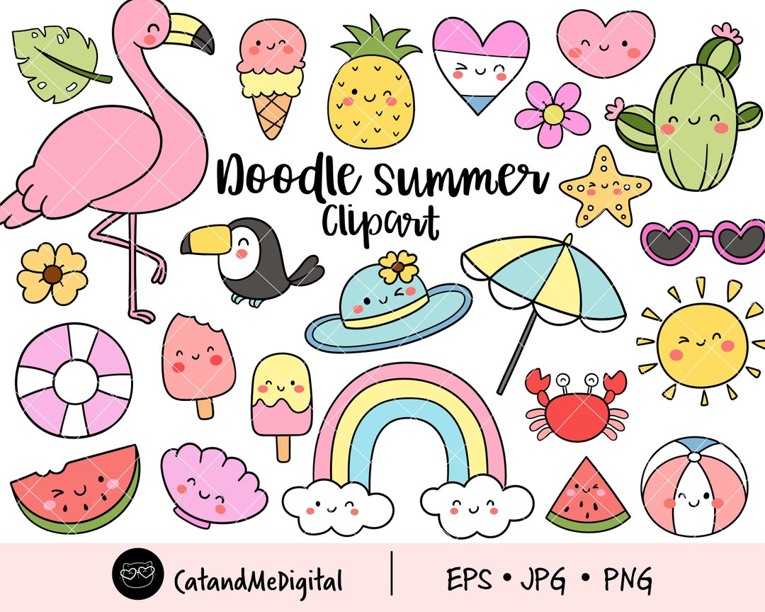 Doodle Summer Clipart Beach Clipart Vacation Clipart Seasonal Clipart ...