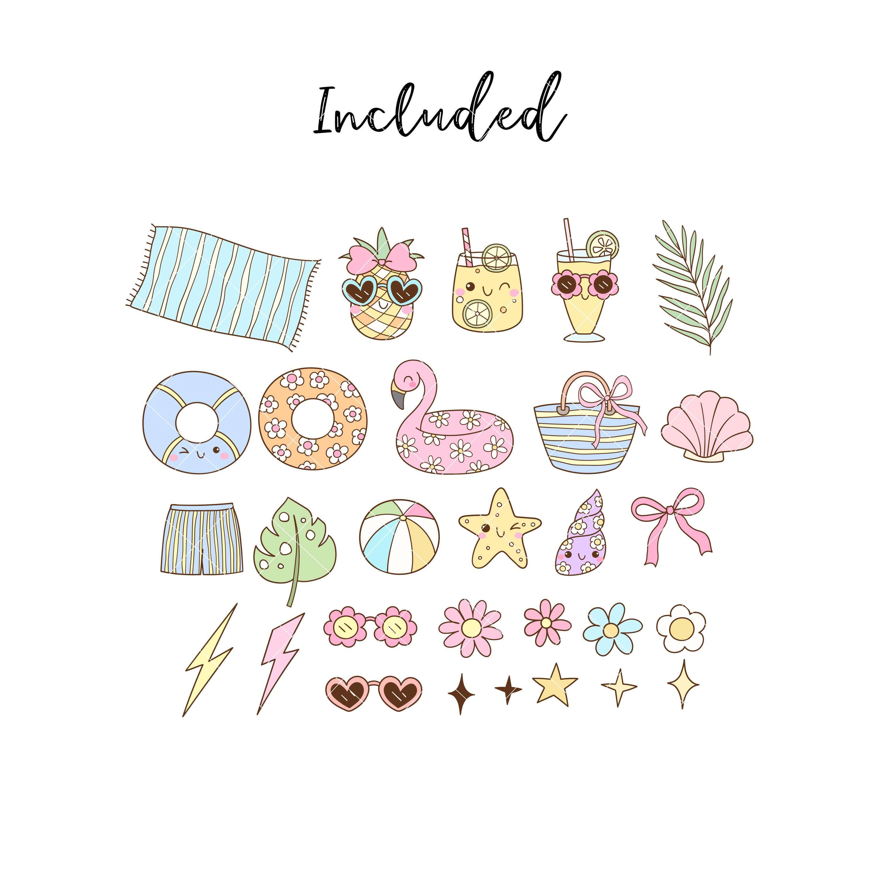 Retro Summer Clipart: Groovy Beach & Floral PNG Set (47 Files) - Etsy