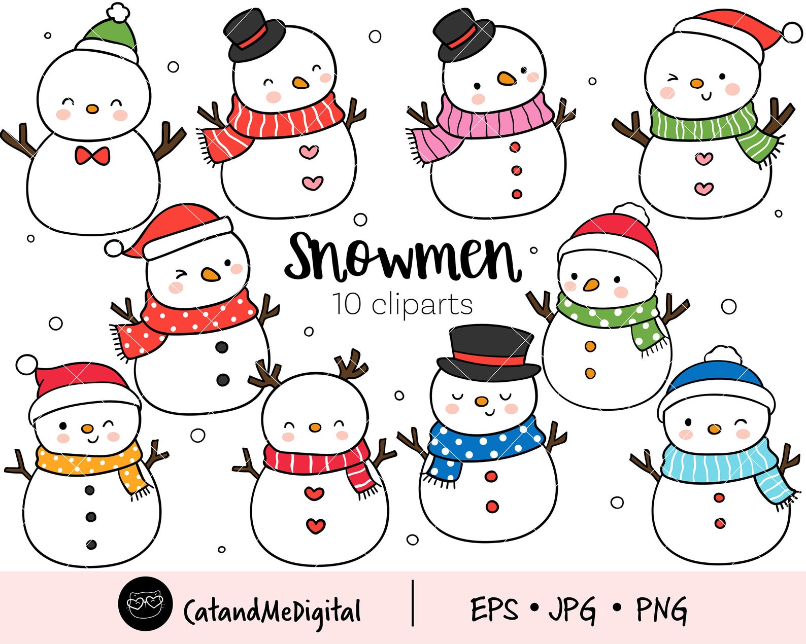 Snowmen Clipart Christmas Clipart Winter Clipart Holiday - Etsy