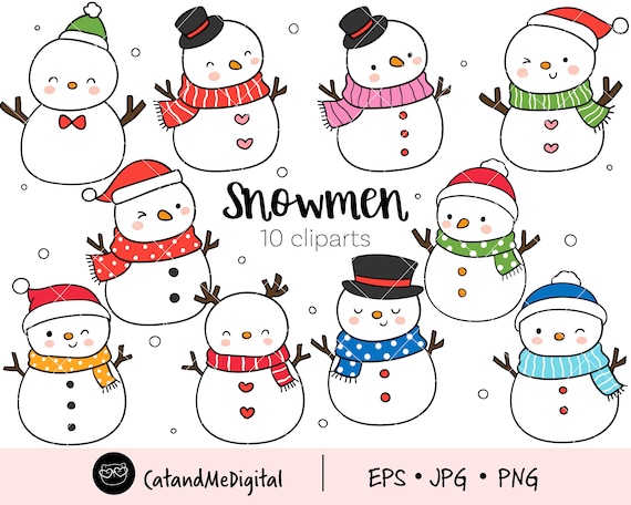 Snowmen Clipart Christmas Clipart Winter Clipart Holiday - Etsy