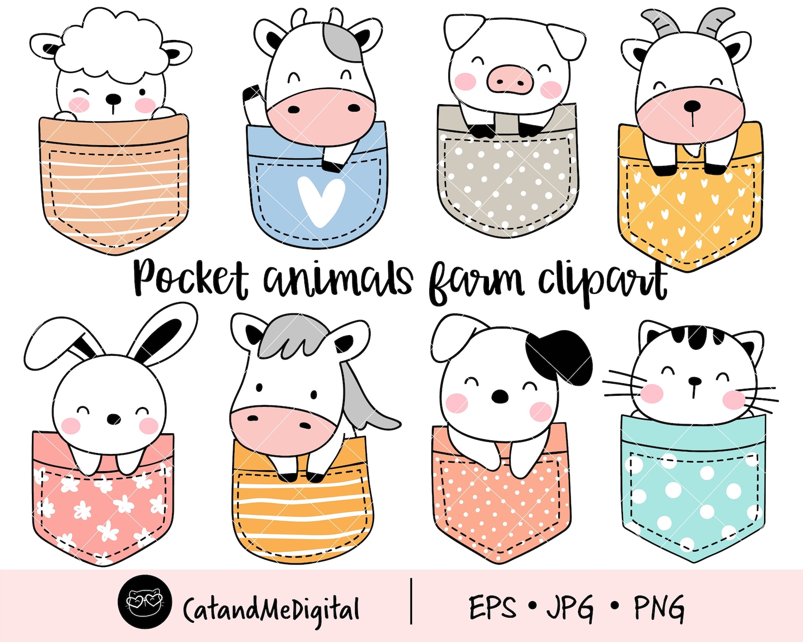 Pocket Animals Farm Clipart Farm Clipart Baby Nursery Animal - Etsy