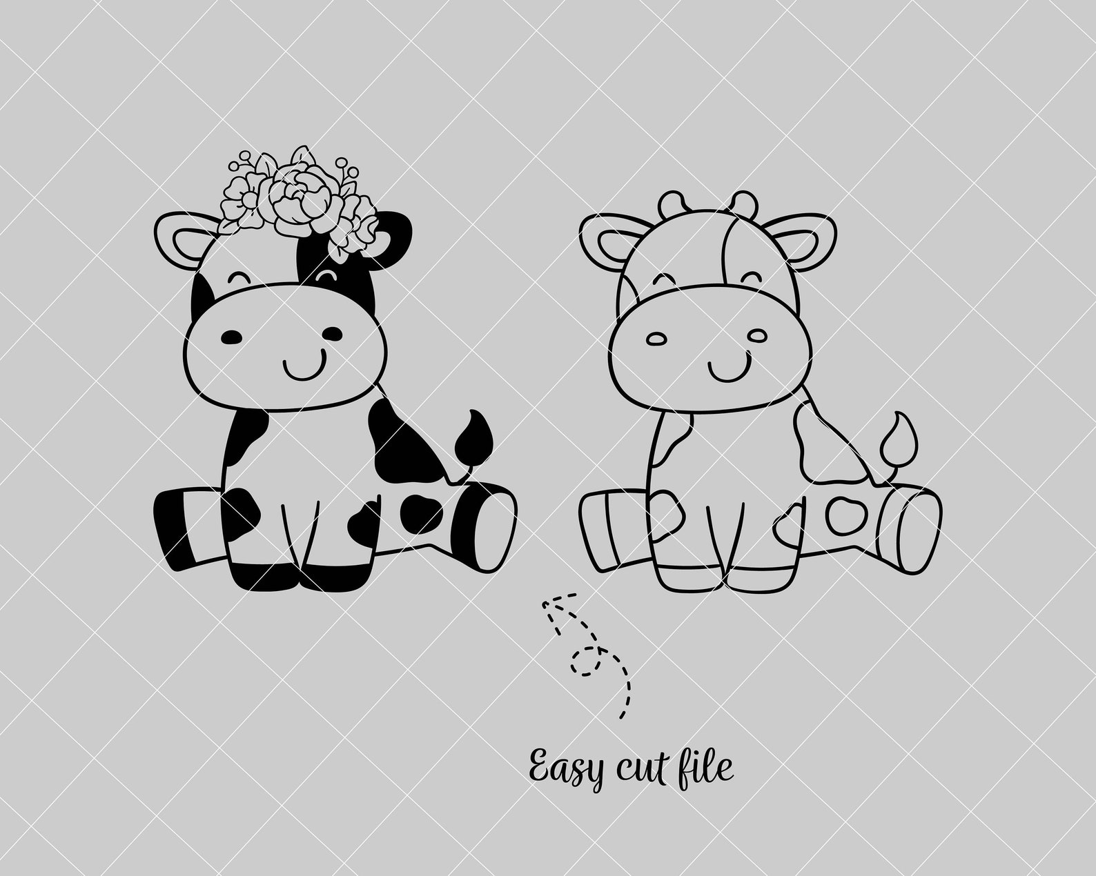 Baby Cow Flower Svg Floral Svg Cow Clipart Cow With Flower - Etsy