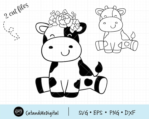 Baby Cow Flower Svg Floral Svg Cow Clipart Cow With Flower | Etsy