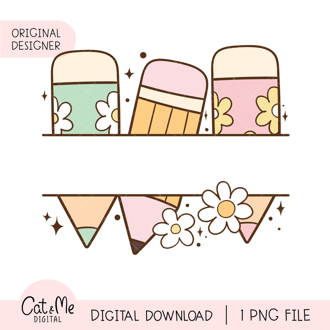 Retro Pencil Name Frame Png Teacher Frame Png Pencil Flower Png Teacher ...