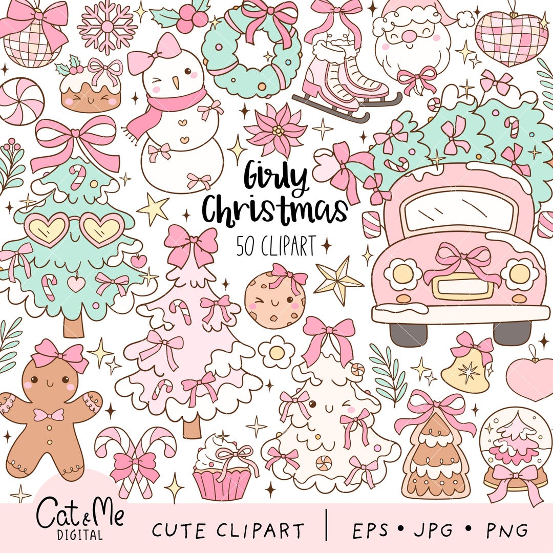 Girly Christmas Clipart Coquette Christmas Bow Png Pink Pastel ...
