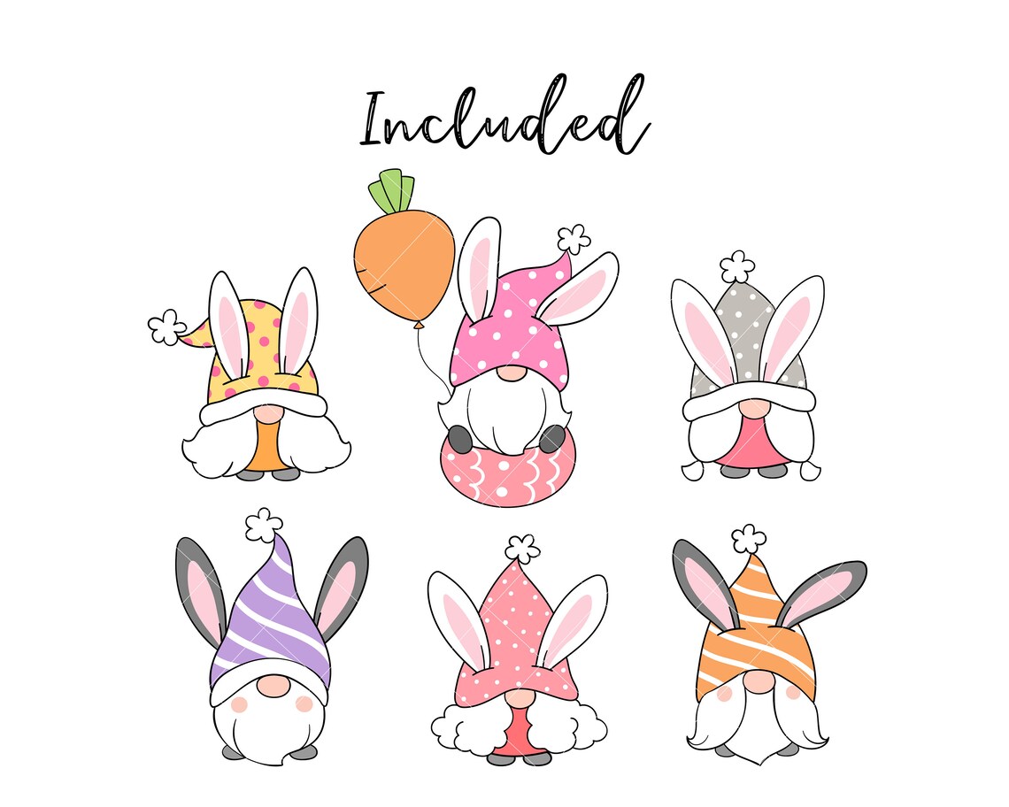 Bunny Gnome Clipart Easter Clipart Spring Gnome Nordic Gnomes - Etsy