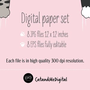 Doodle Cat Digital Paper Set, Happy Kitten Patterns, Happy Cat ...