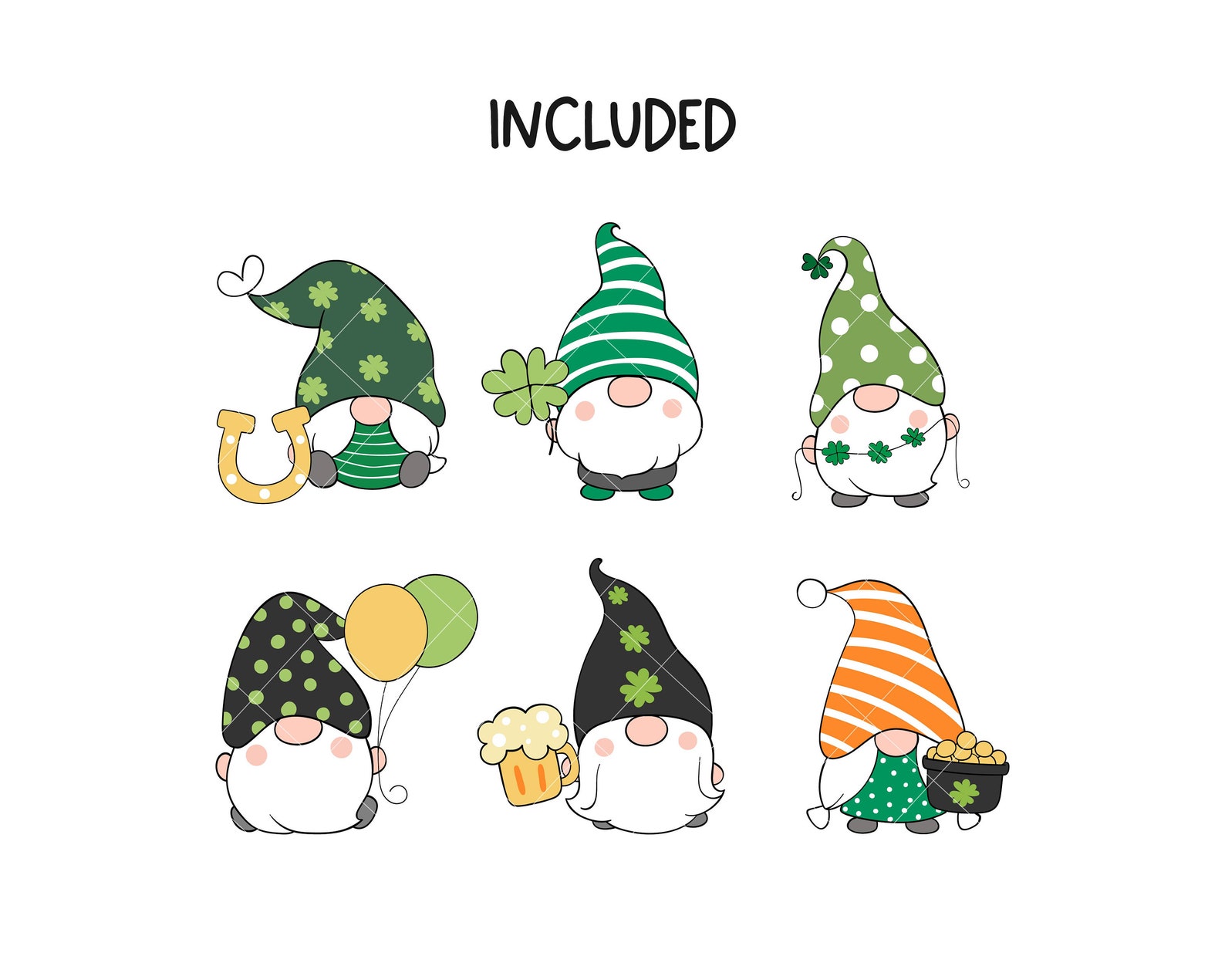 St Patrick's Day Gnome Clipart Lucky Clipart Clover Clipart Nordic ...