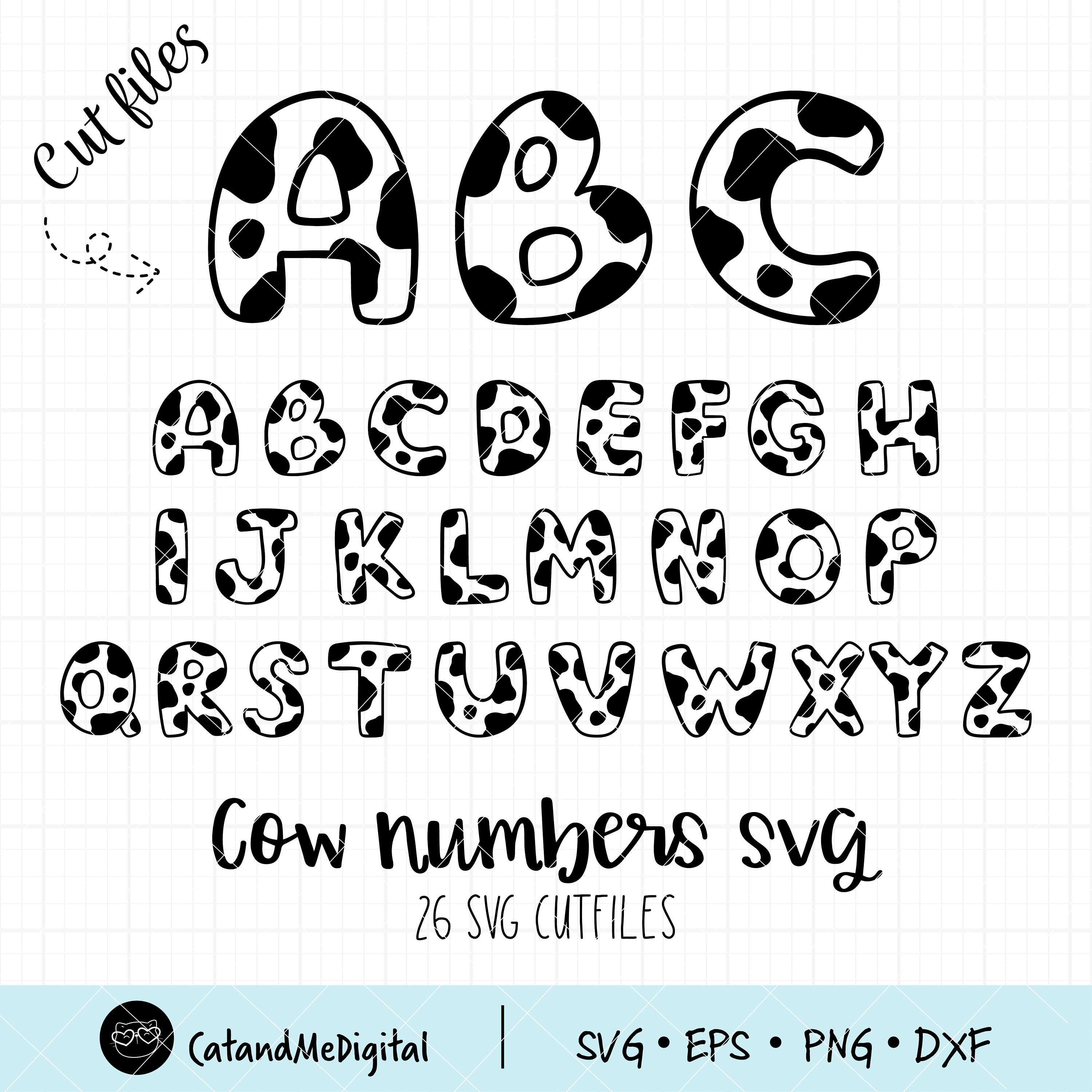 Fuente de vaca svg Alfabeto svg Impresión de vaca svg Manchas - Etsy México