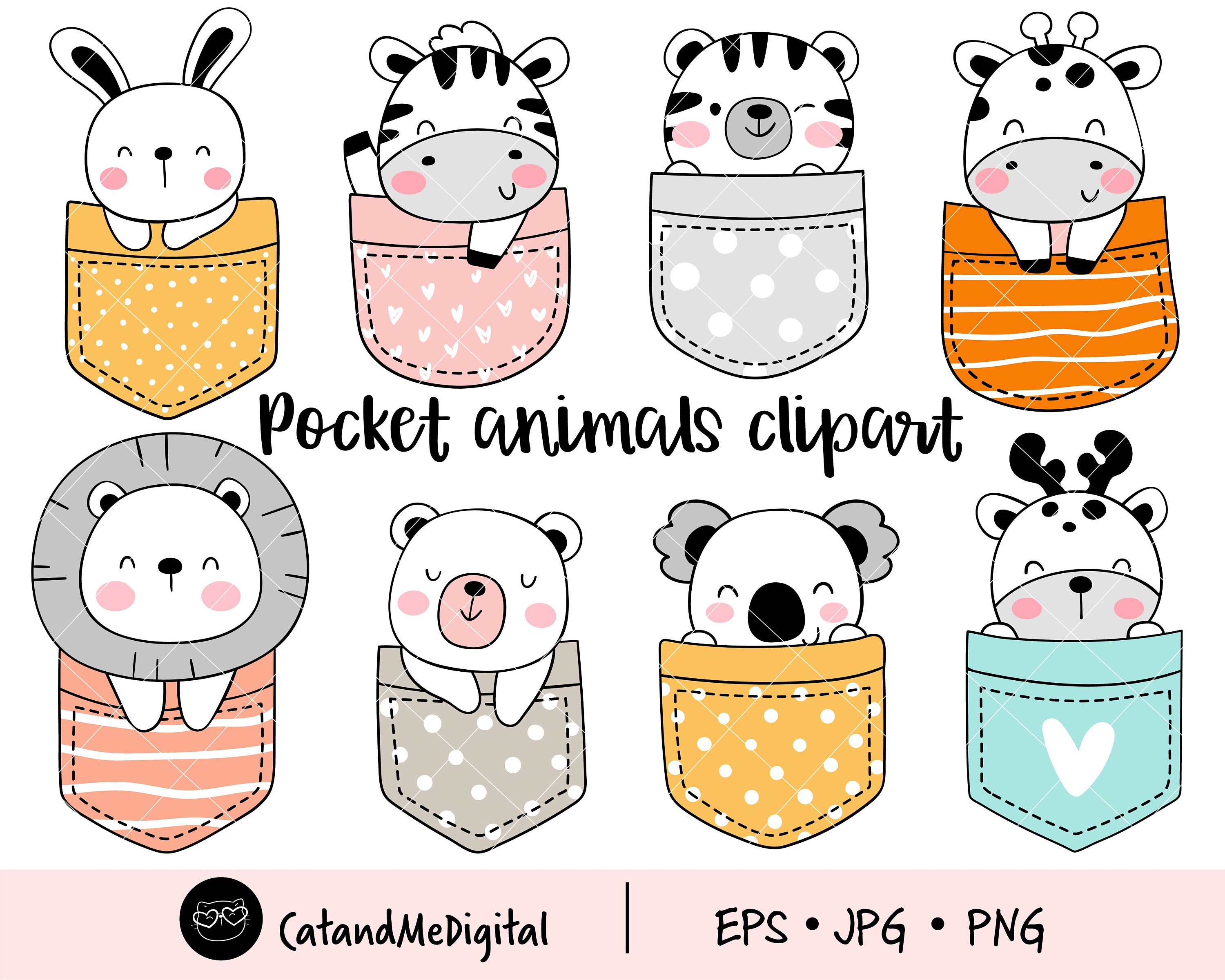 Pocket Animal Clipart Forest Animal Clipart Baby Woodland - Etsy
