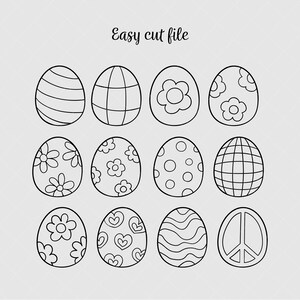 Groovy Easter Eggs Svg Doodle Eggs Svg Spring Svg Hippie Disco Easter ...