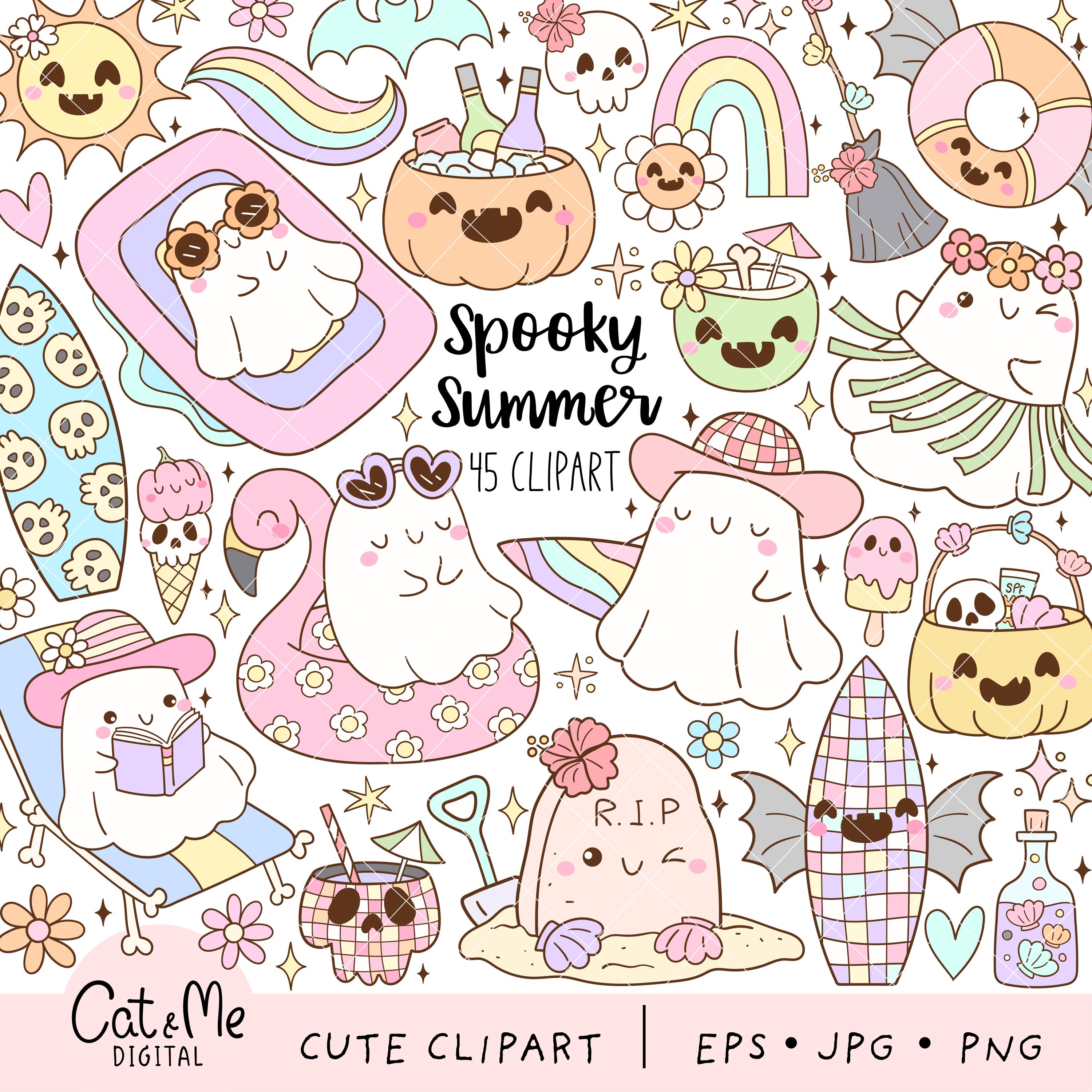 Paster Spooky Summer Clipart Groovy Summerween Png Creepy Beach Png ...