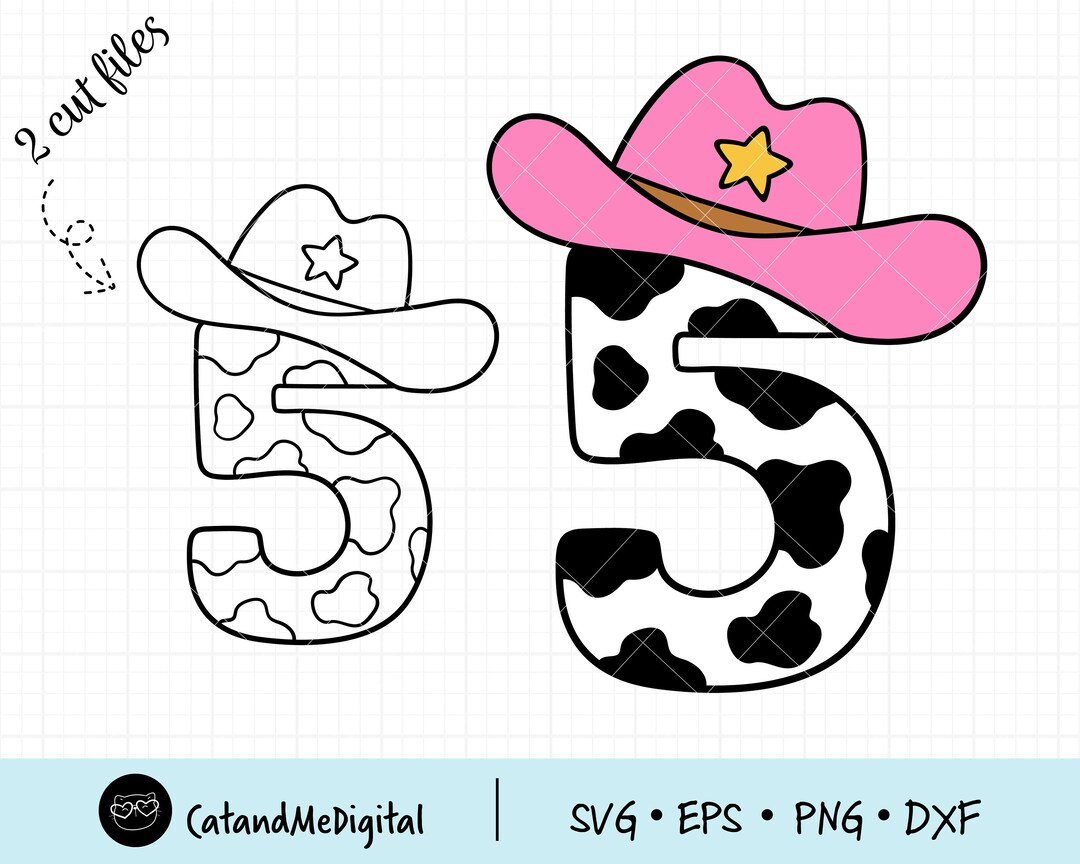 Cowgirl Number Five Svg Cow Five Svg Farm Animal Clipart Kid Cow Svg ...