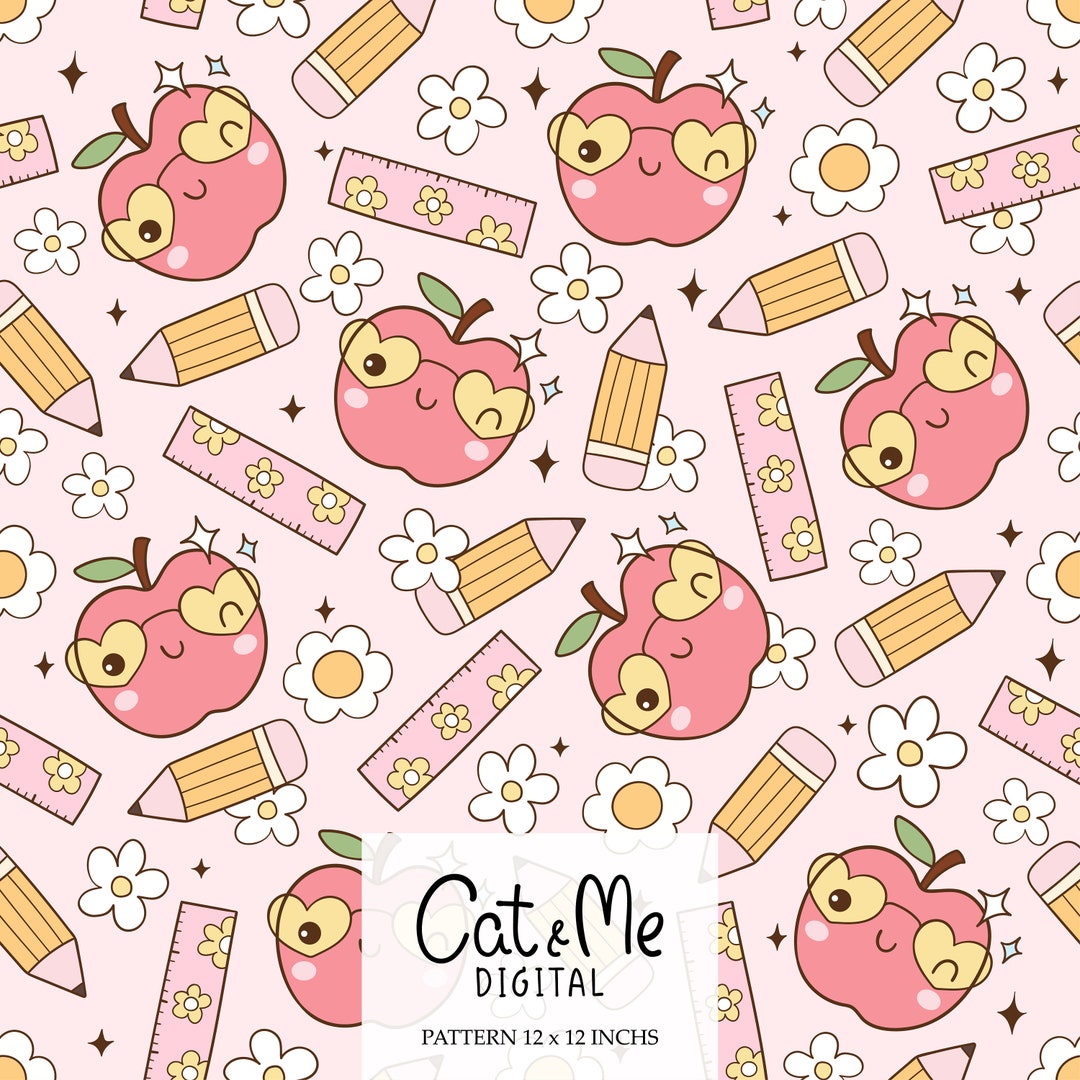 Groovy Teacher Seamless Pattern Retro Back to School Seamless Teacher ...