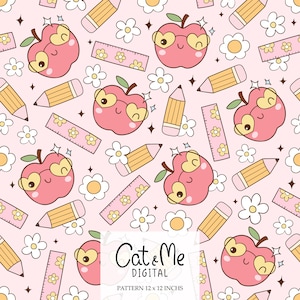 Groovy Teacher Seamless Pattern Retro Back to School Seamless Teacher ...