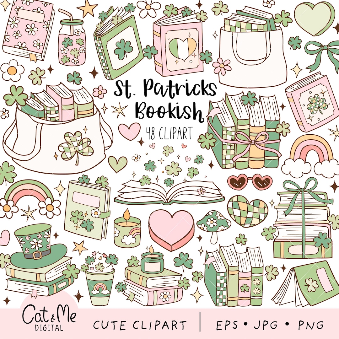 Groovy St Patricks Bookish Clipart Retro Bookish Png Cozy Readers Png ...