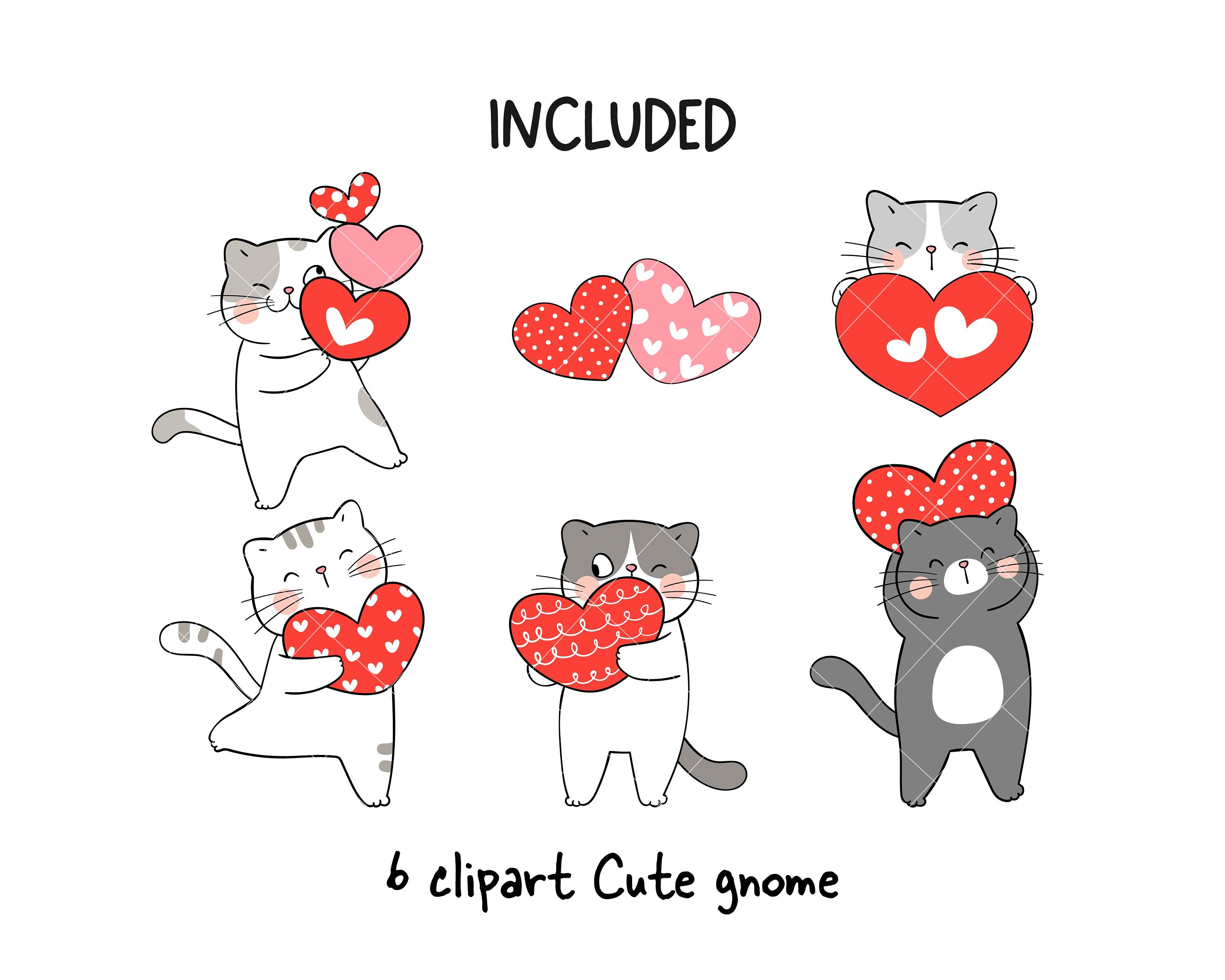 Valentine Cute Cat Clipart Valentine Clipart Valentine Love - Etsy