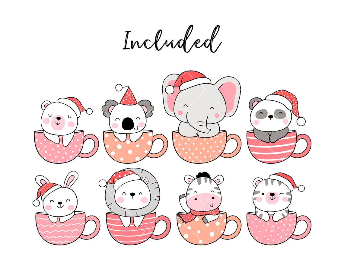 Animals Christmas Clipart Cute Nursery Woodland Animal Png | Etsy