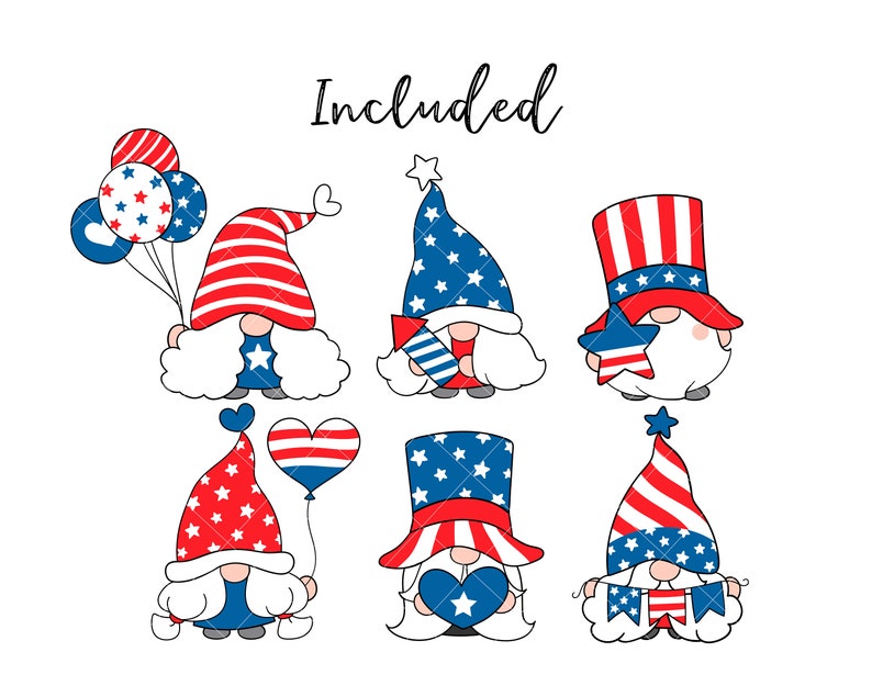4th of July Gnomes Clipart Gnome Clipart Summer Gnome Fourth - Etsy