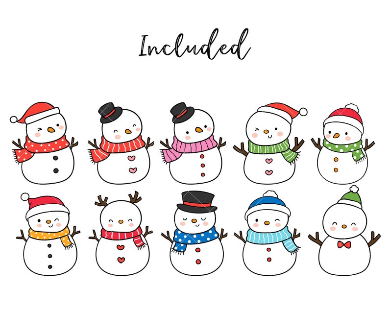 Snowmen Clipart Christmas Clipart Winter Clipart Holiday - Etsy