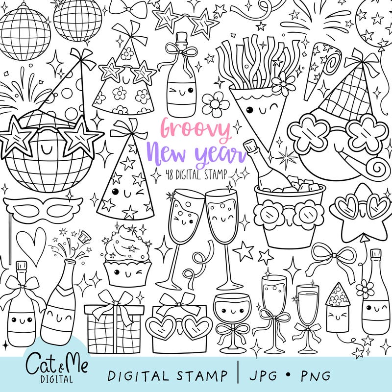 New Years Doodles - Etsy