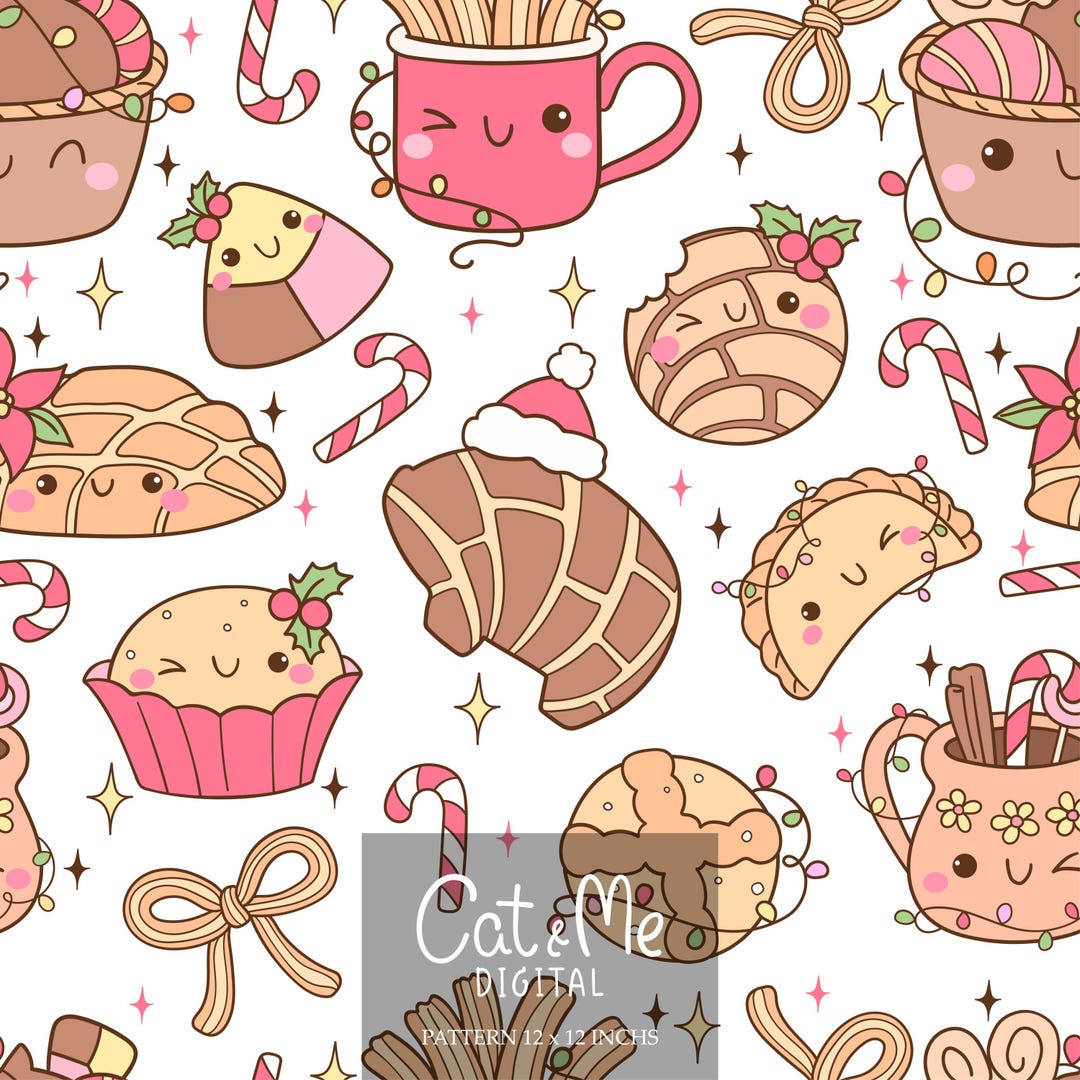 Christmas Pan Dulce Seamless Pattern Mexican Concha Pattern Christmas ...