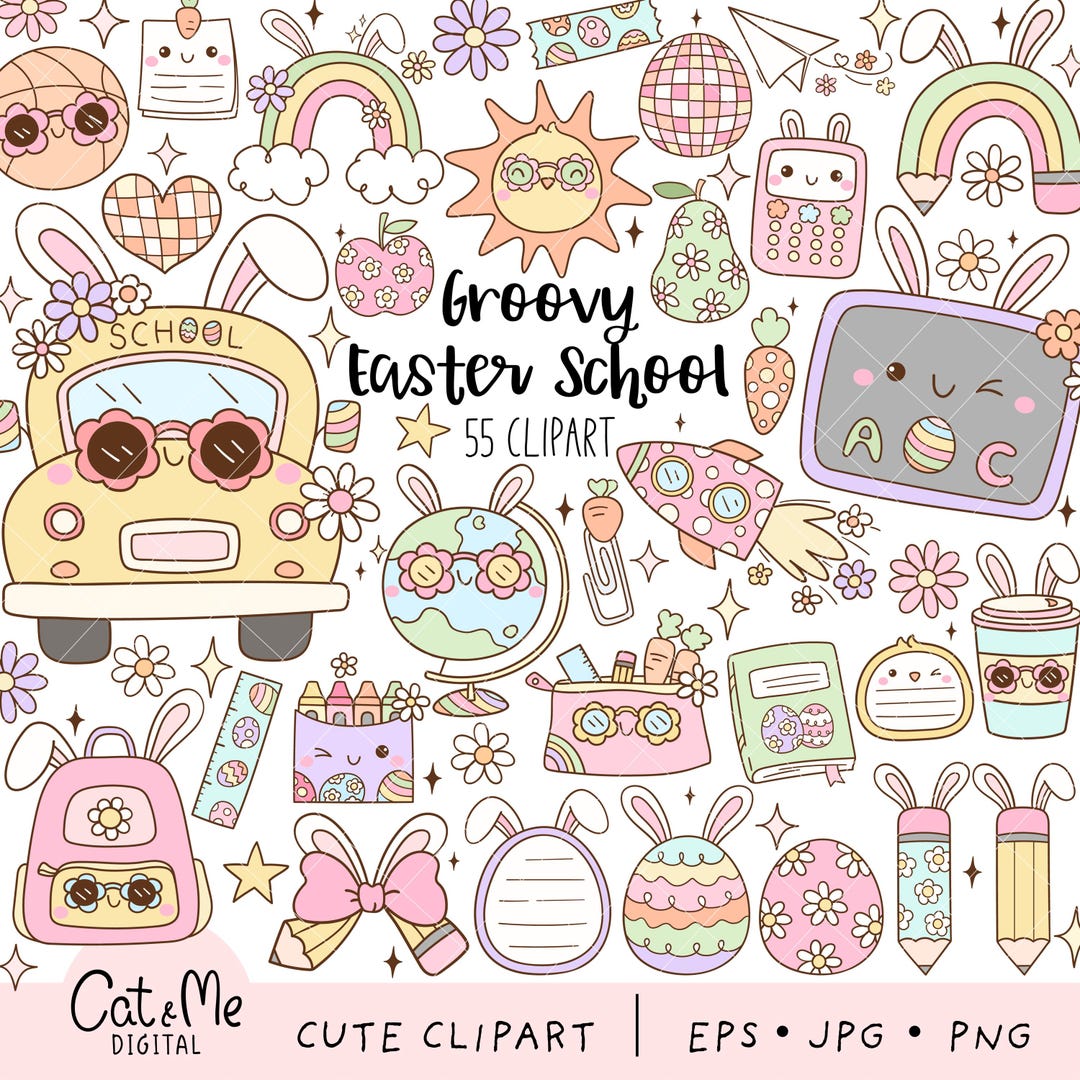 Pastel Easter School Clipart Groovy Easter Png Spring Clipart Teacher ...