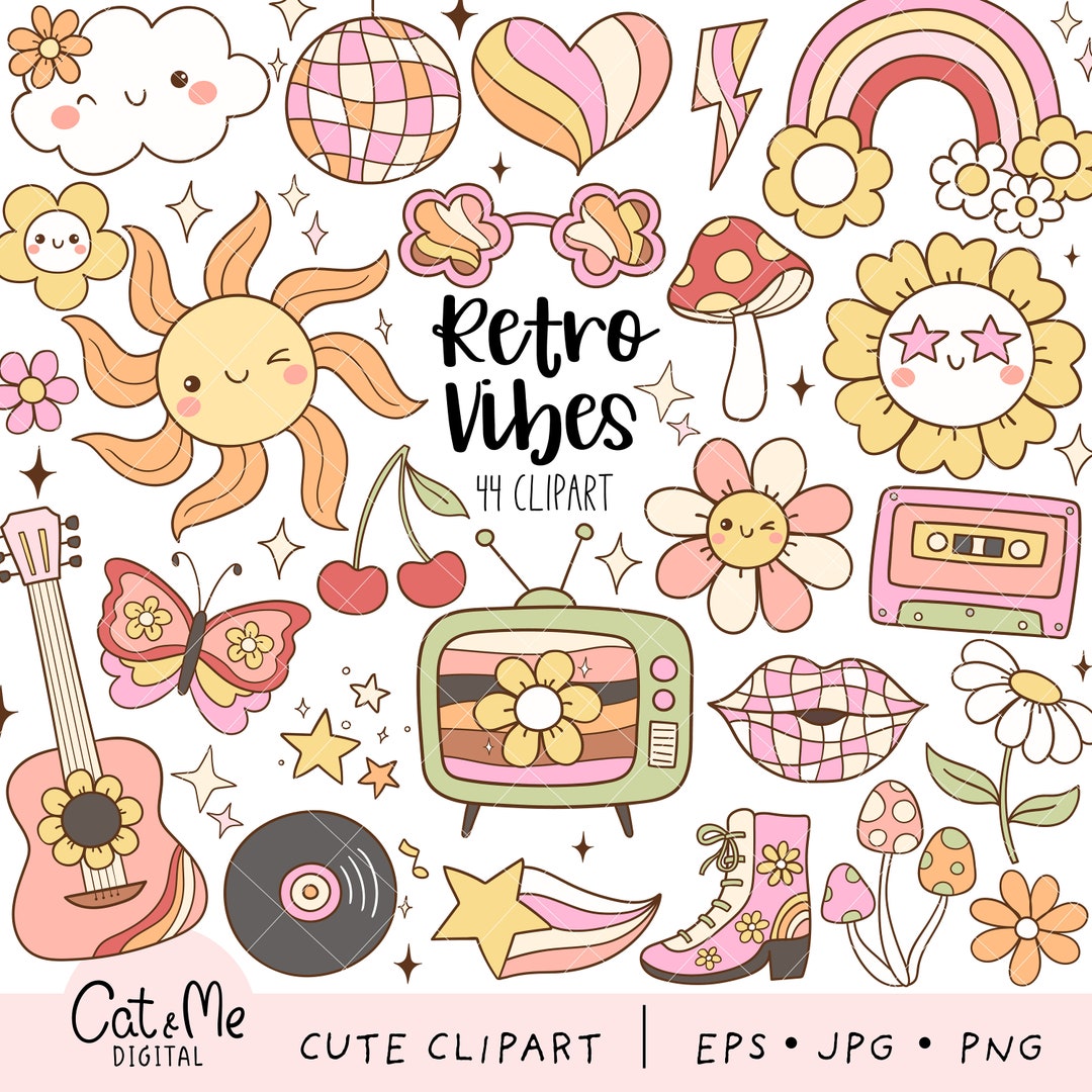 Retro Good Vibes Clipart Groovy 70s Clipart Retro Flower Png Hippie ...