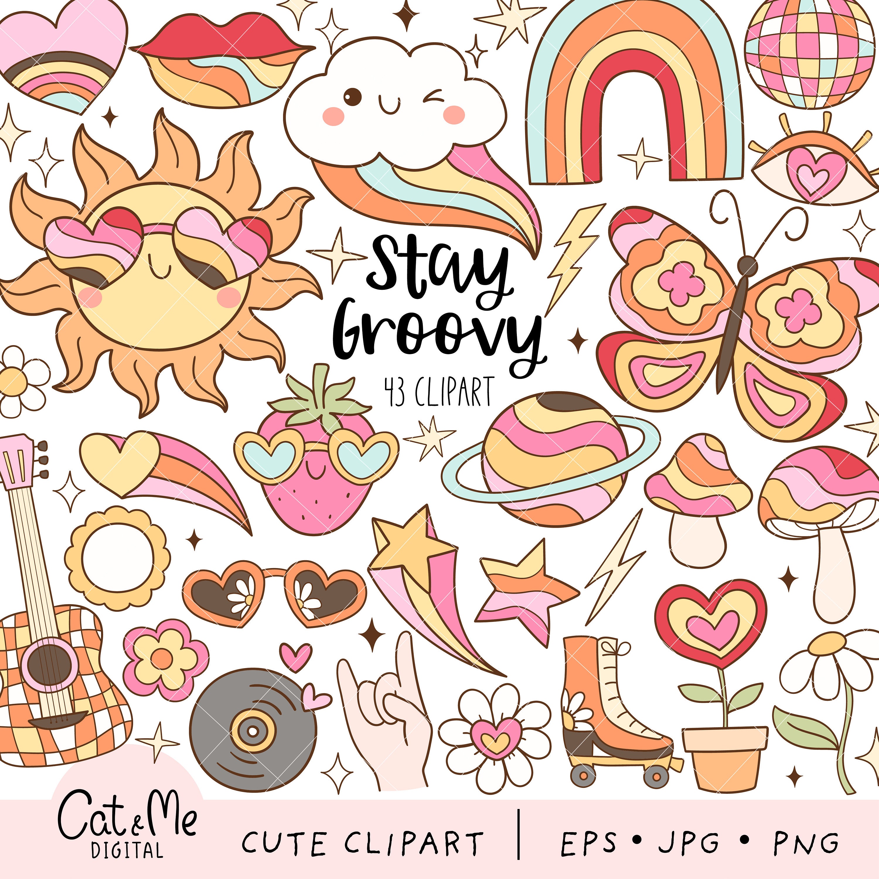 Retro Groovy Clipart Stay Groovy Png Hippie Power Flower Png Trendy ...