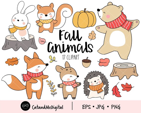 Fall Animals Clipart Autumn Woodland Png Fall Clipart Forest - Etsy