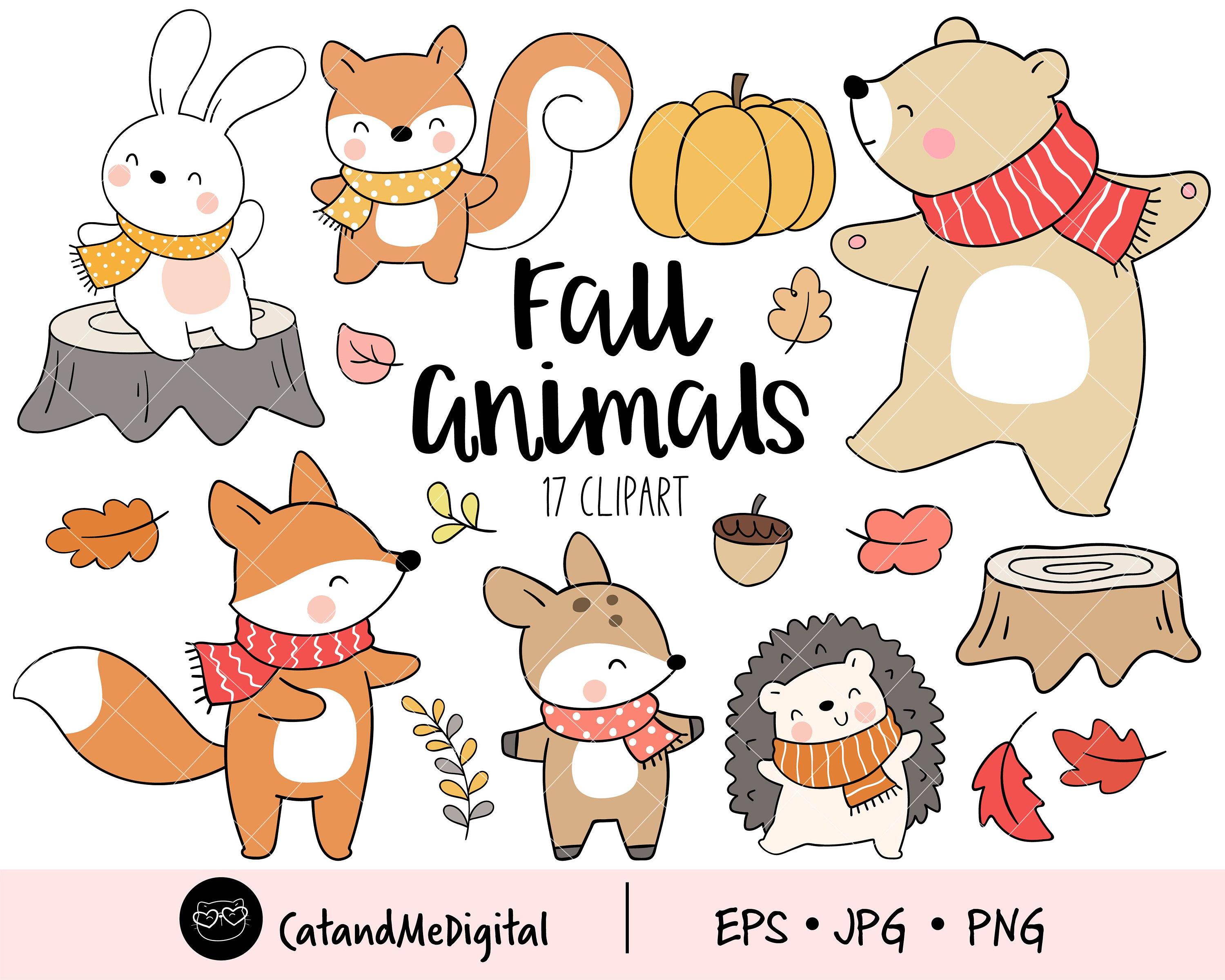 Fall Animals Clipart Autumn Woodland Png Fall Clipart Forest - Etsy
