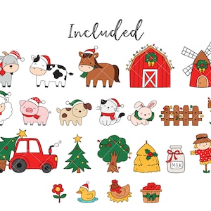 Christmas Farm Clipart Farm Animal Clipart Winter Clipart Holiday ...