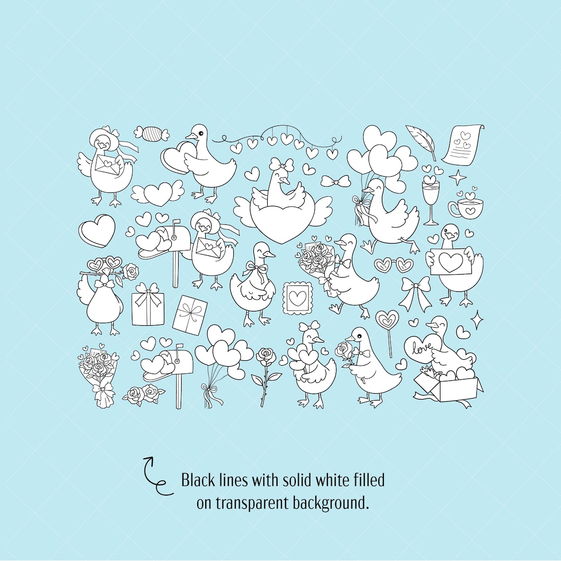Valentines Goose Digital Stamp, Valentine’s Day Png, Silly Ggoose Stamp ...