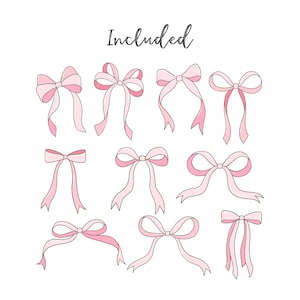 Coquette Pink Bows Clipart Bow and Frame Clipart Vintage Ribbon Clipart ...