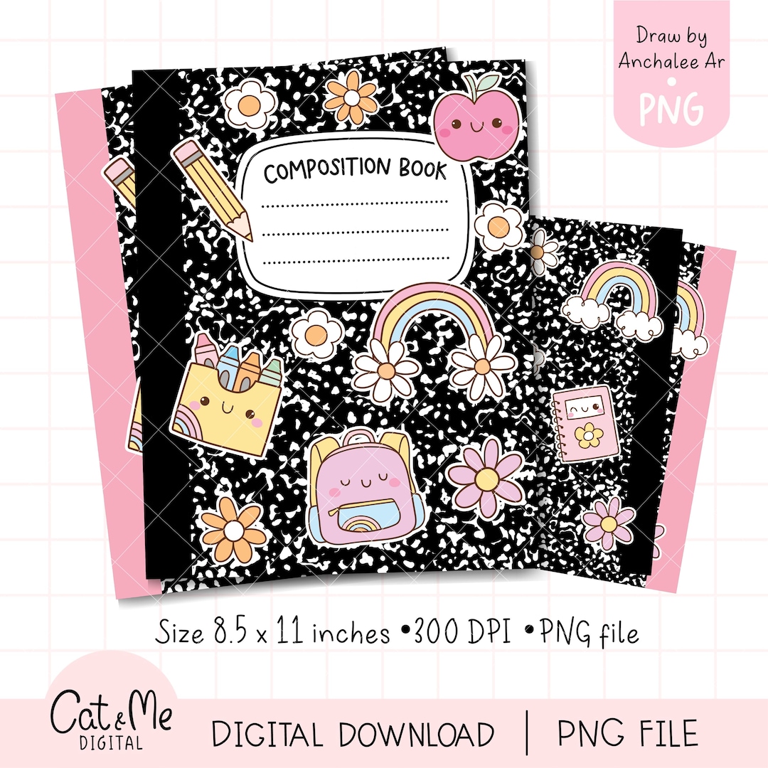 Back to School Composition Book Png Notebook Cover File Pastel School ...