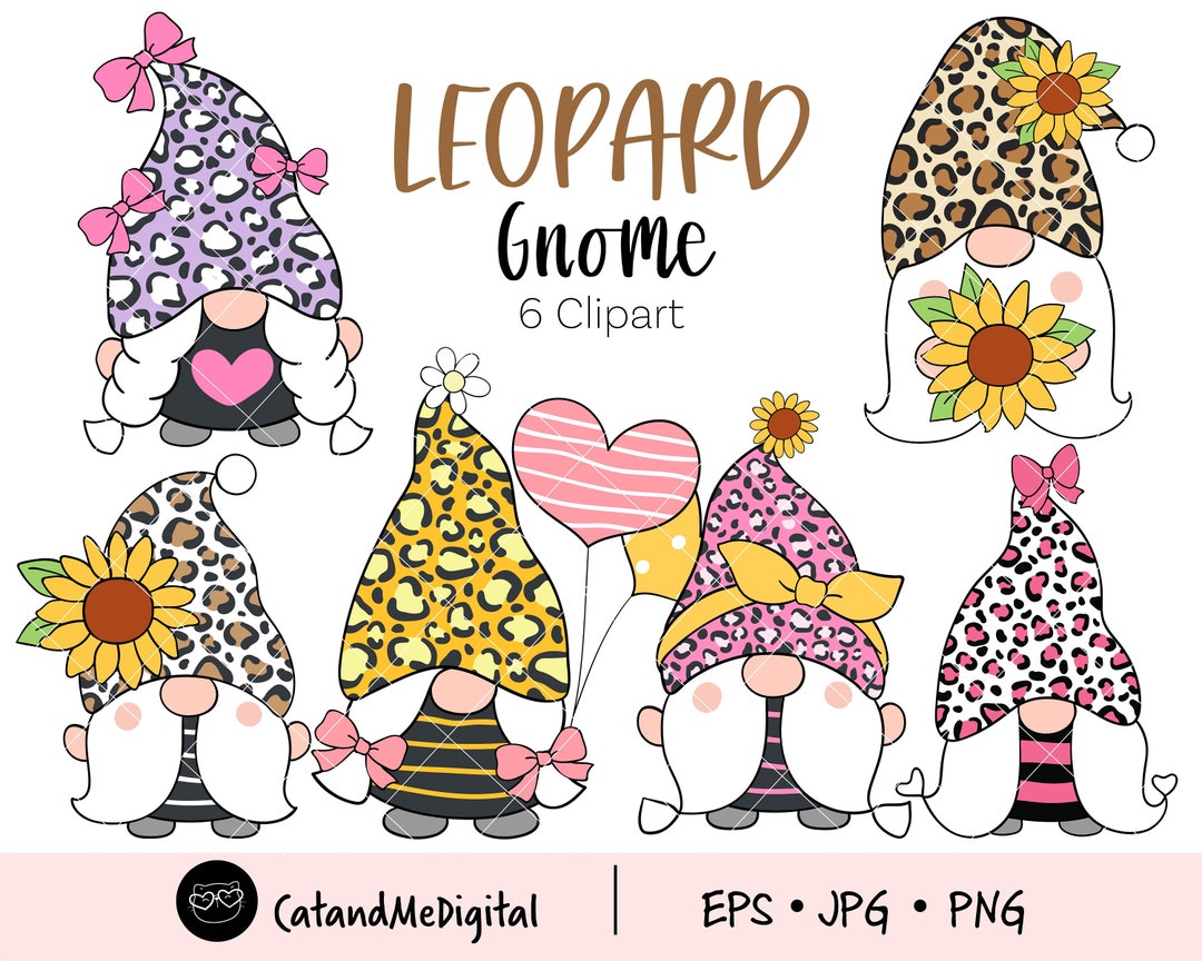 Leopard Print Gnomes Clipart Leopard Gnome Png Leopard Sublimation ...
