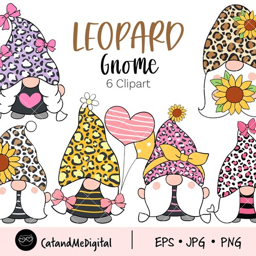 Leopard Print Gnomes Clipart Leopard Gnome Png Leopard - Etsy