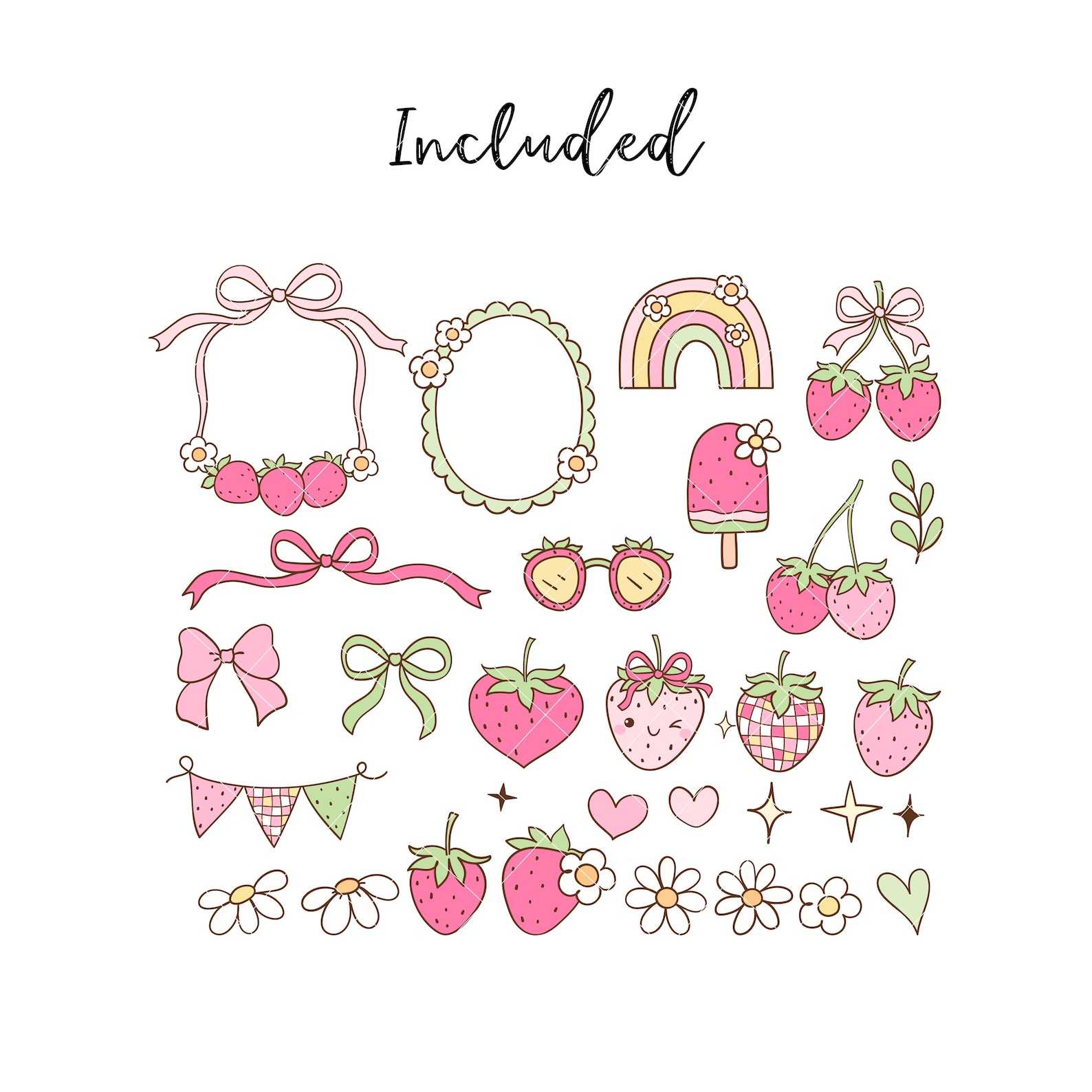 Strawberry Summer Goose Clipart Silly Goose Clipart Groovy Pastel ...